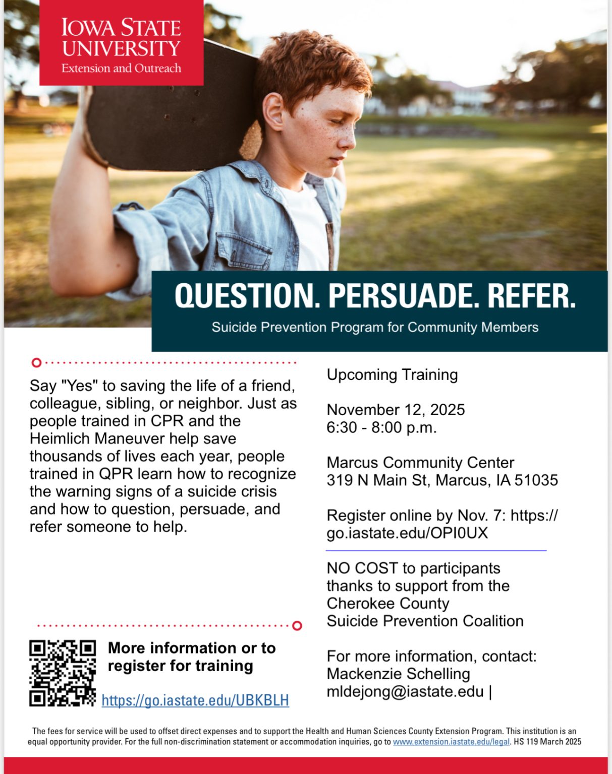 ISU Extension & Outreach – Suicide Prevention Program – Cherokee Iowa